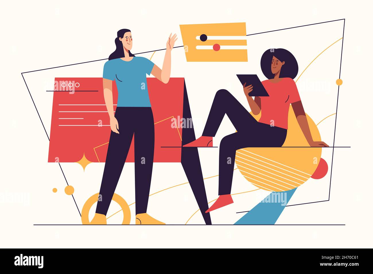 Vector illustration on the subject of data gathering, business ...