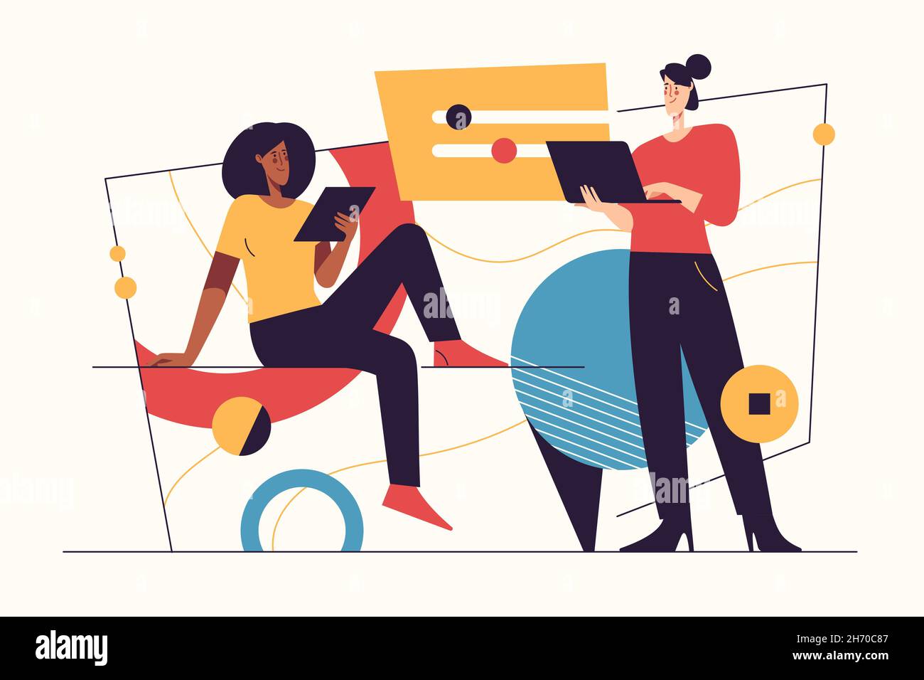 Vector illustration on the subject of data gathering, business ...