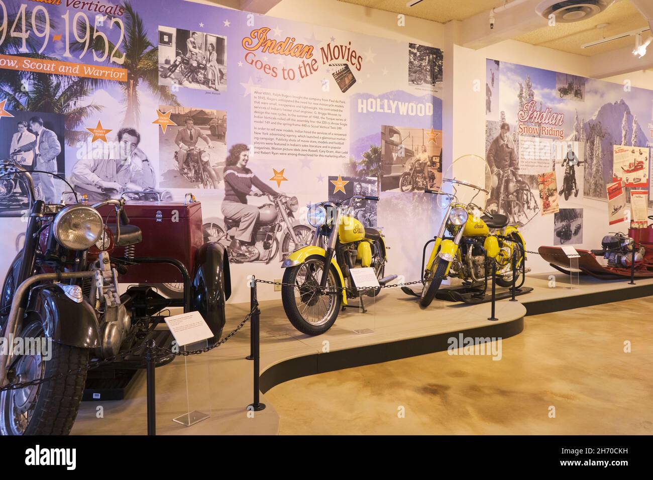 A display of Indian motorcycles used in Hollywood, movies, made locally ...