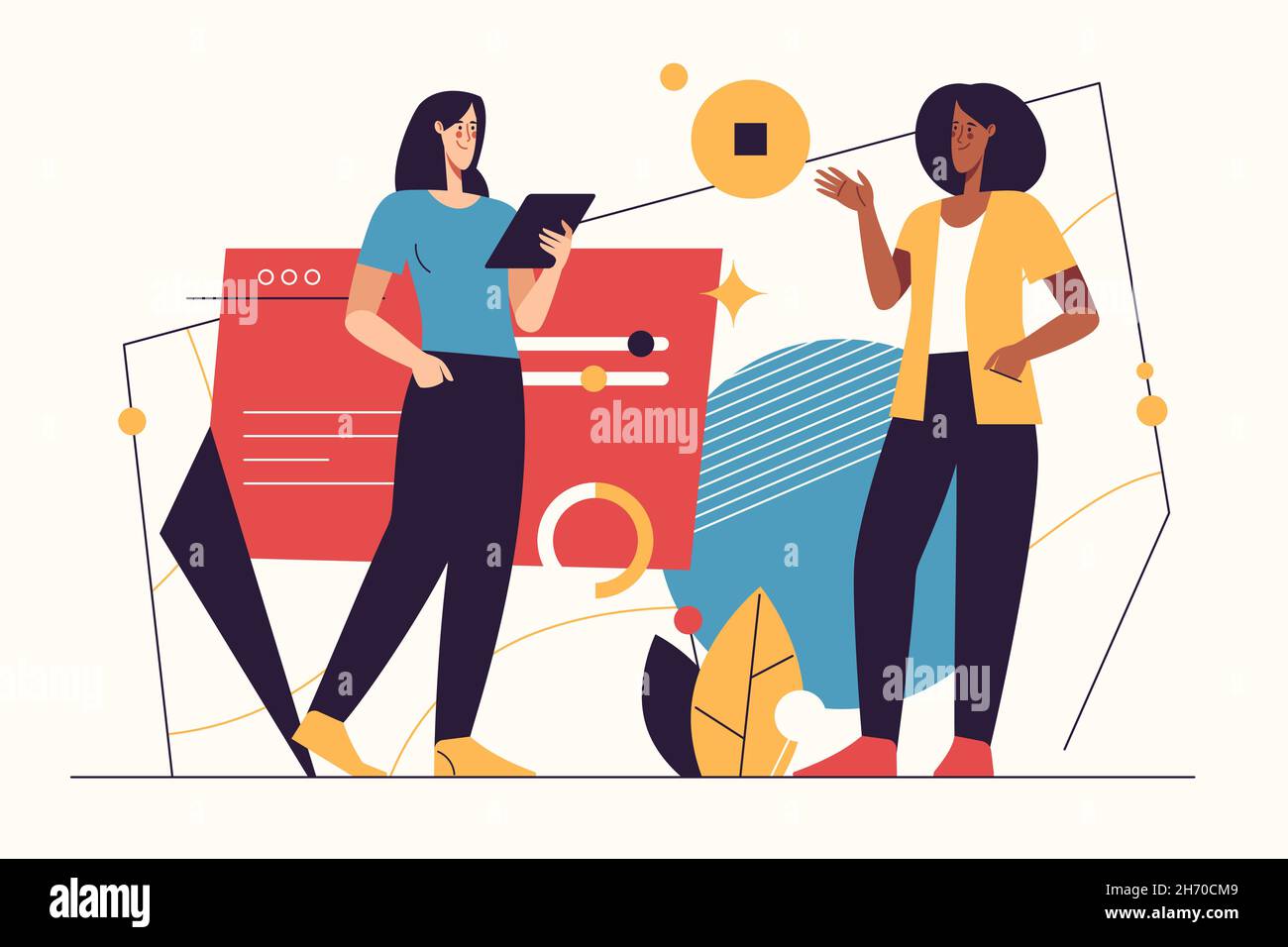 Vector illustration on the subject of data gathering, business ...