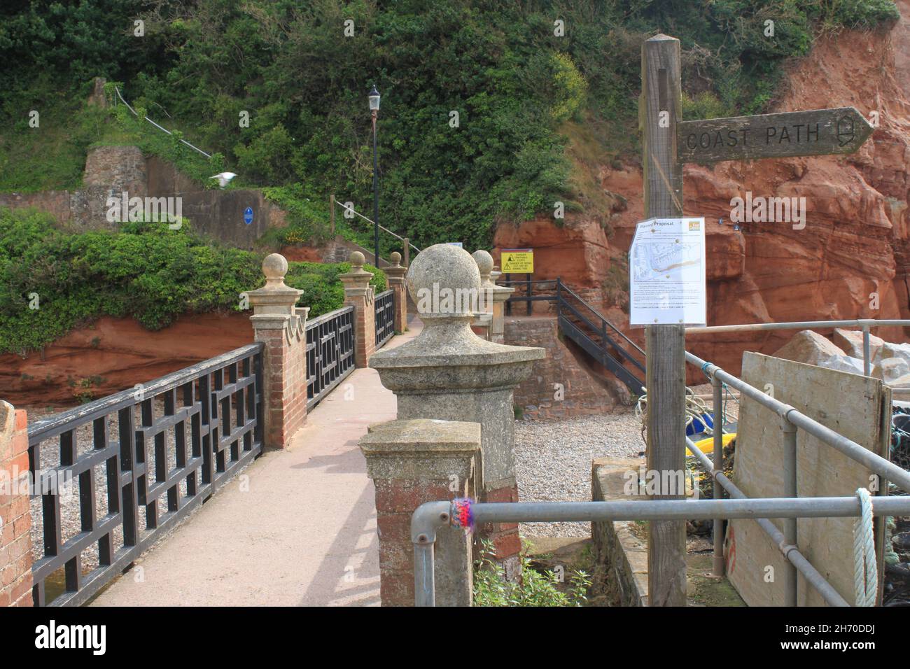 Alma Bridge. The England south west coast path. Mouth of the River Sid. Sidmouth. South Devon ...