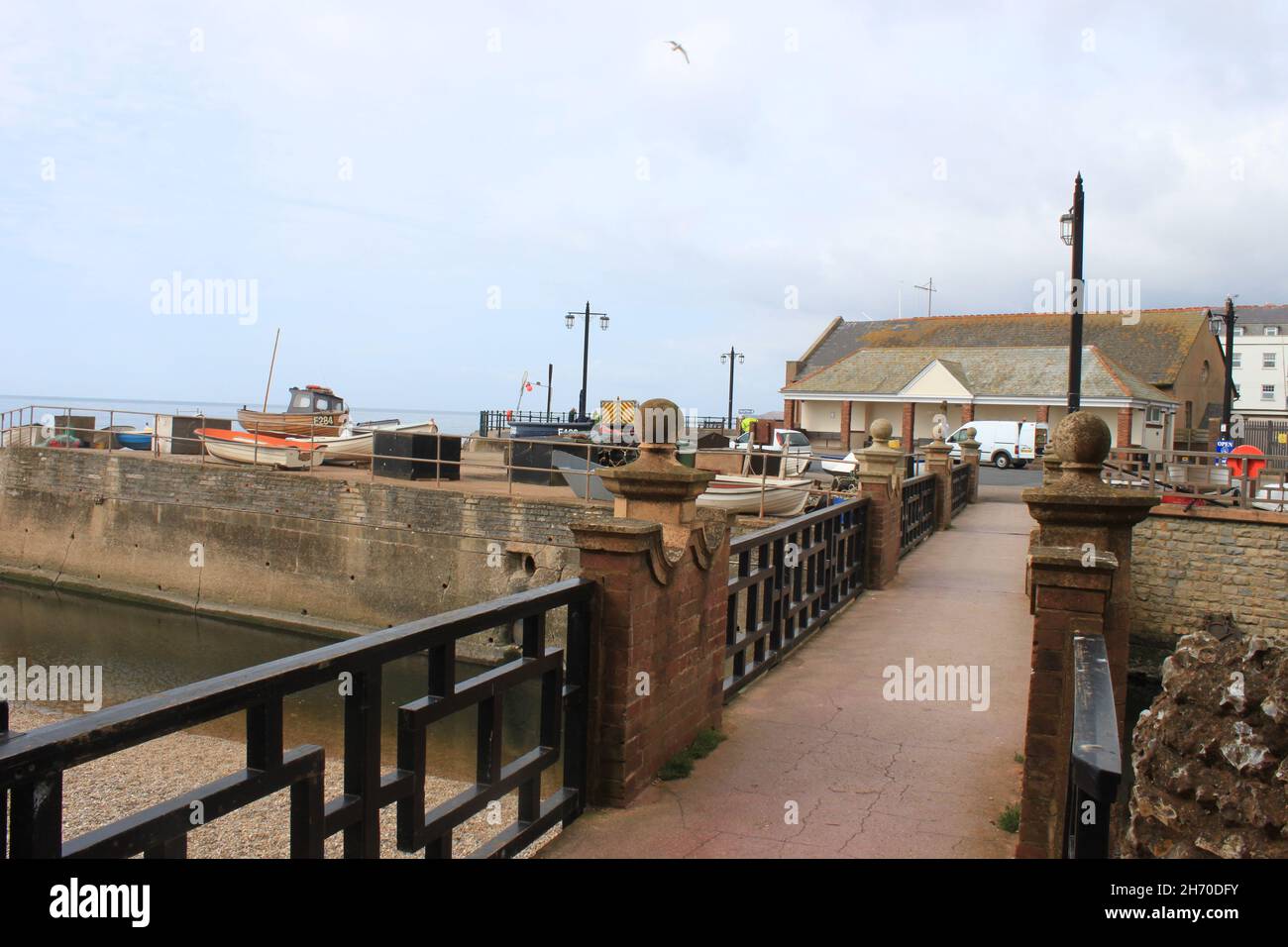 Alma Bridge. The England south west coast path. Mouth of the River Sid ...