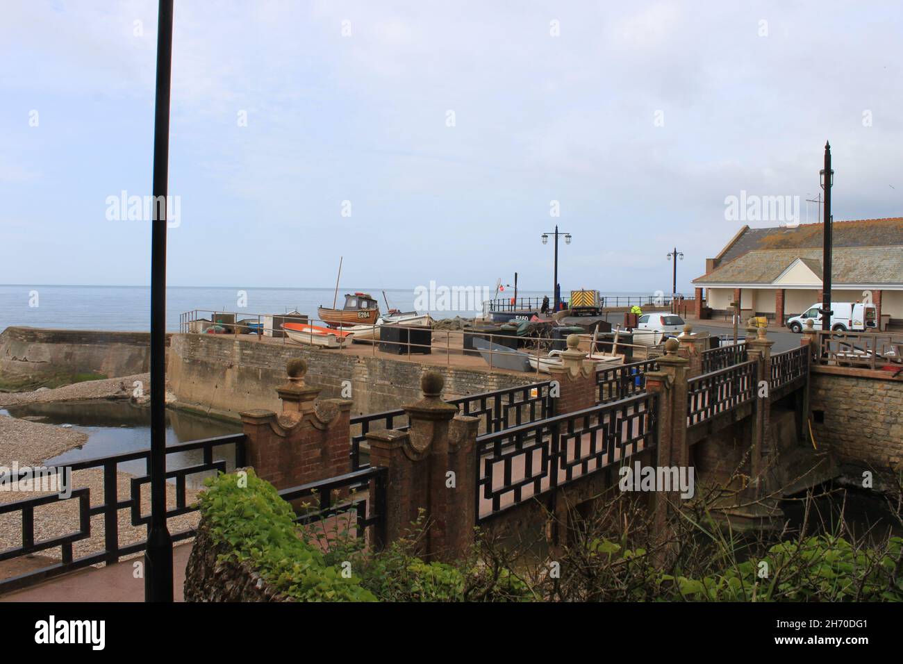 Alma Bridge. The England south west coast path. Mouth of the River Sid ...