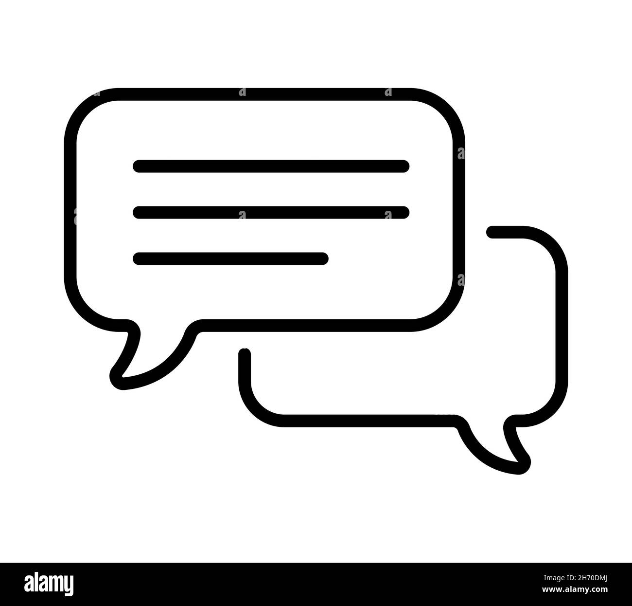 Chatting icon. Human talking with talk bubble. Black stroke isolated on ...