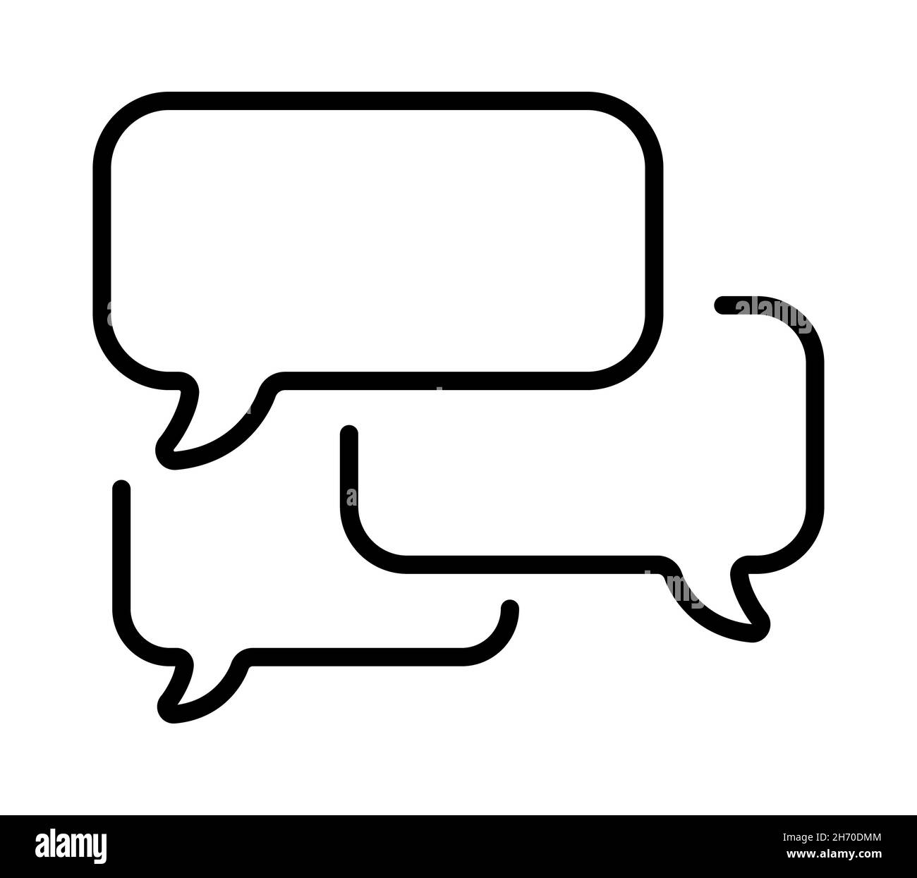 Chatting icon. Human talking with talk bubble. Black stroke isolated on ...
