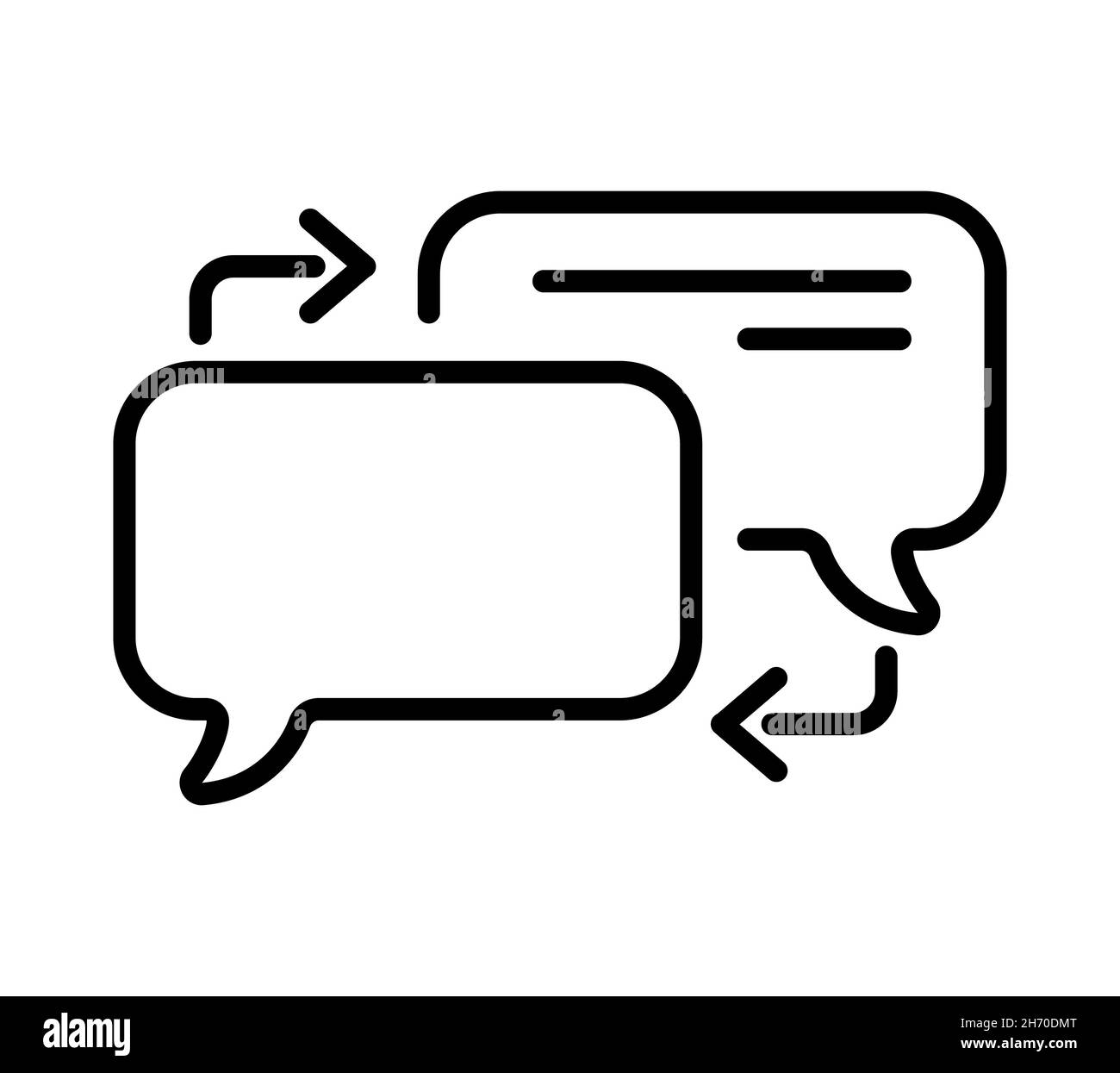Chatting icon. Human talking with talk bubble. Black stroke isolated on ...