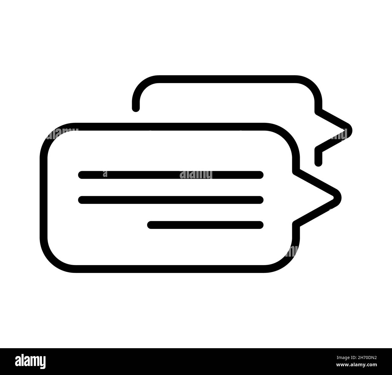 Chatting icon. Human talking with talk bubble. Black stroke isolated on ...