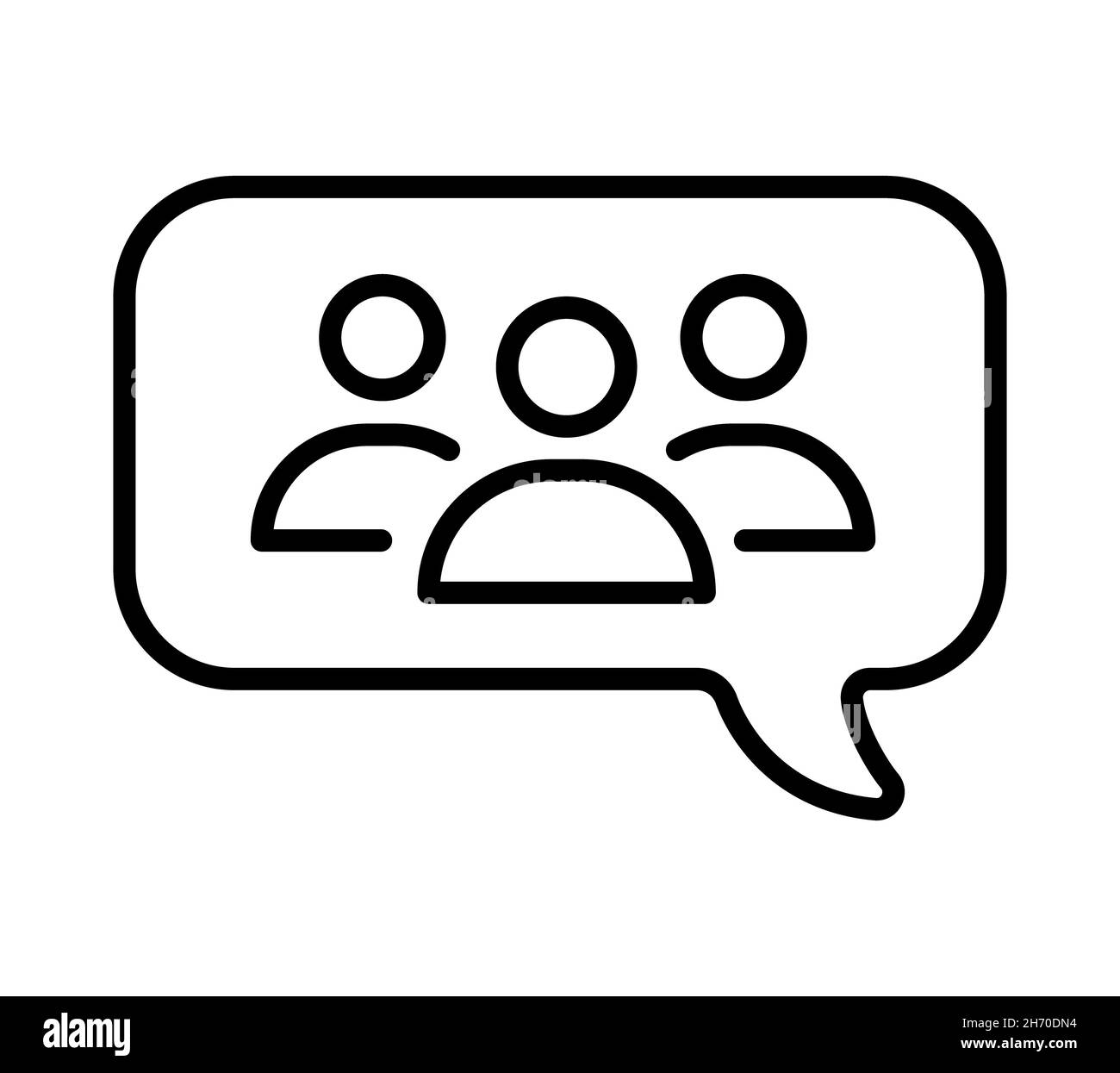 Chatting icon. Human talking with talk bubble. Black stroke isolated on ...