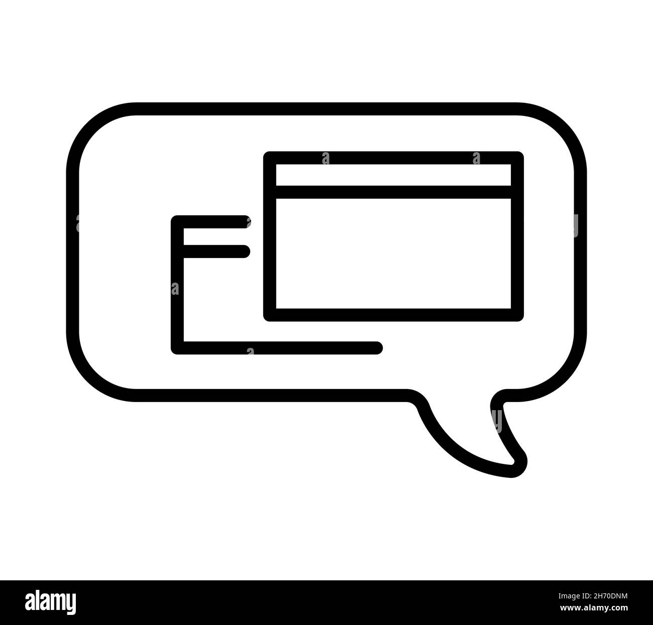 Chatting icon. Human talking with talk bubble. Black stroke isolated on ...