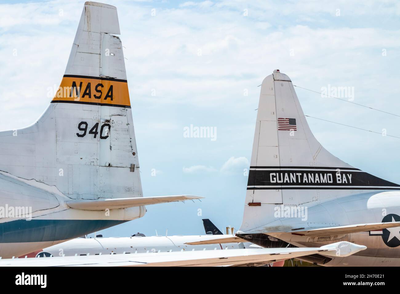 airplane tail fins with NASA and Guantanamo bay lettering Pima Air ...