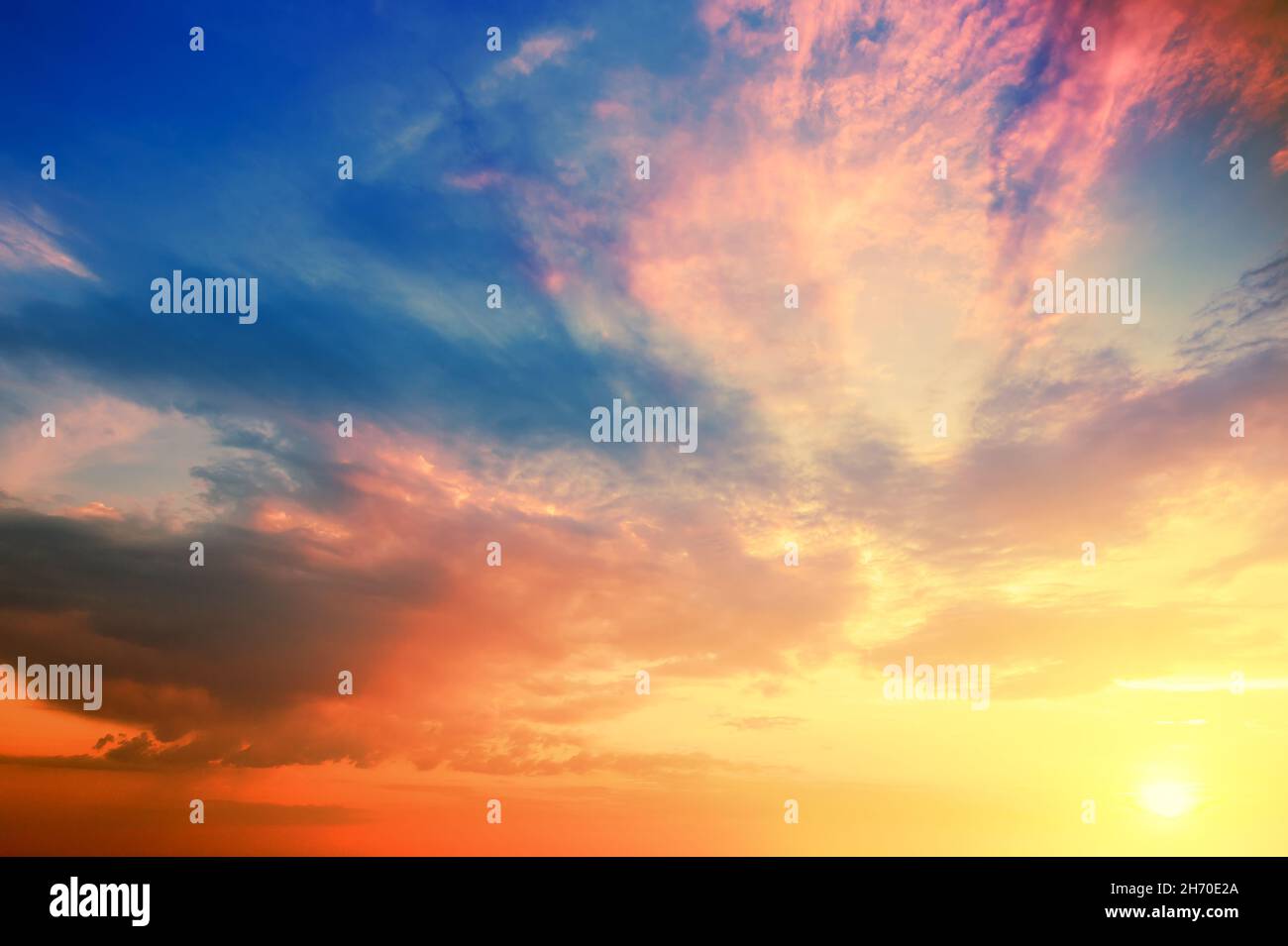 Colorful cloudy sky at sunset. Gradient color. Sky texture. Abstract ...