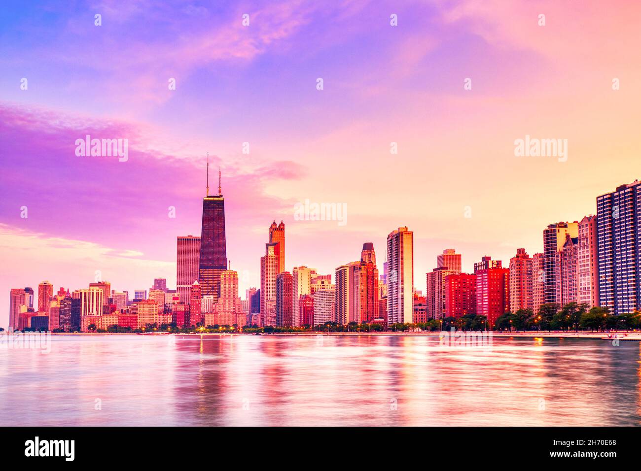 Chicago Skyline Sunset