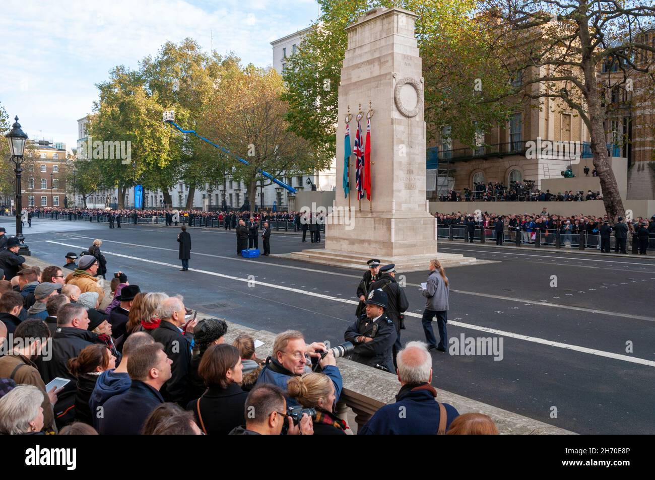 Preparations at The Cenotaph for the National Service of Remembrance ...