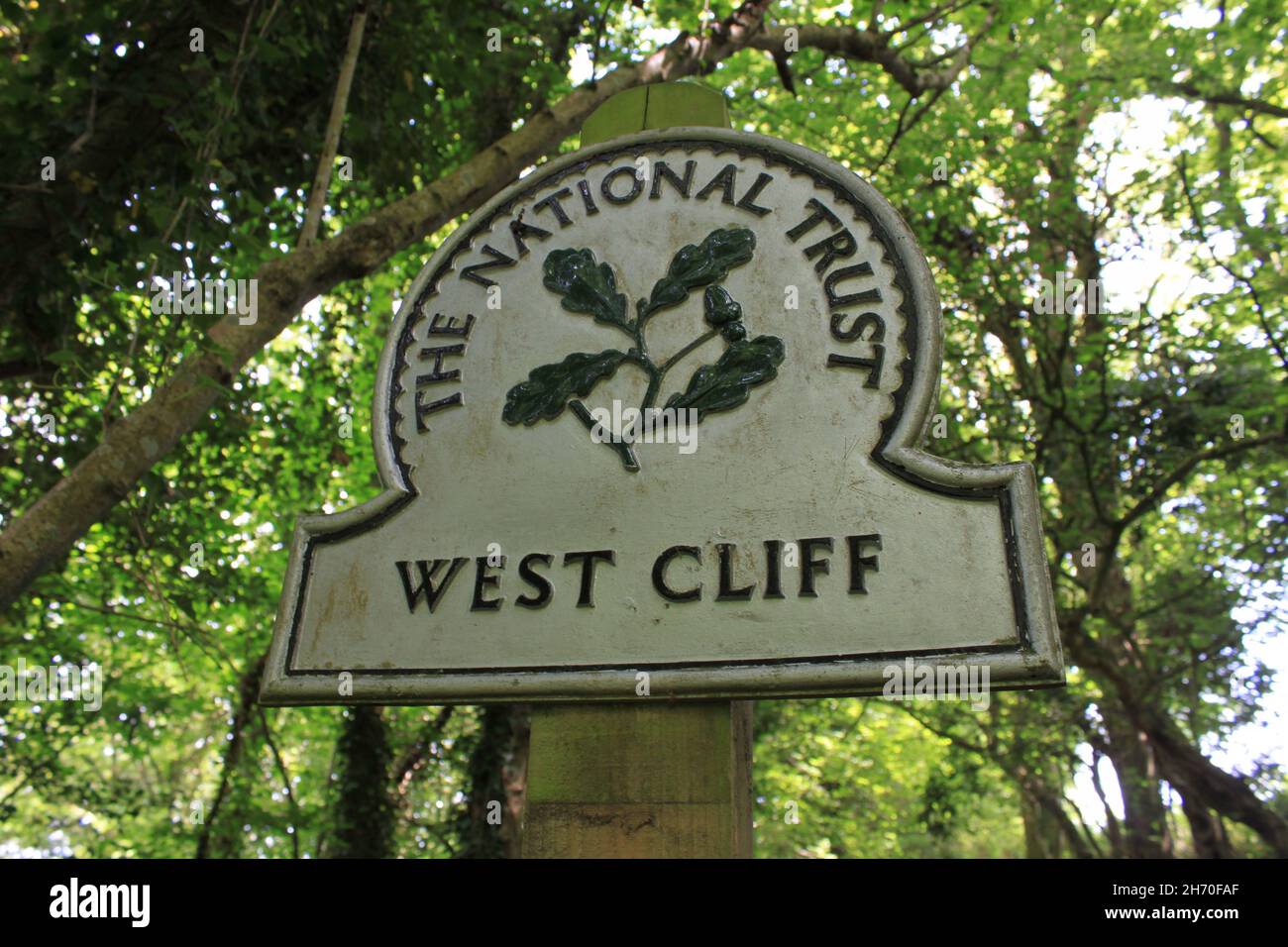 West Cliff sign. The England south west coast path. South Devon ...