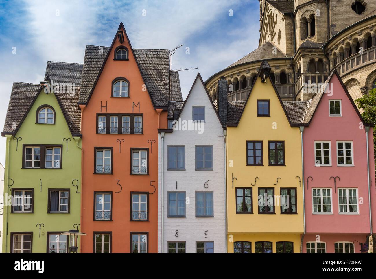 Colorful old houses at the fish market square in Cologne, Germany Stock ...
