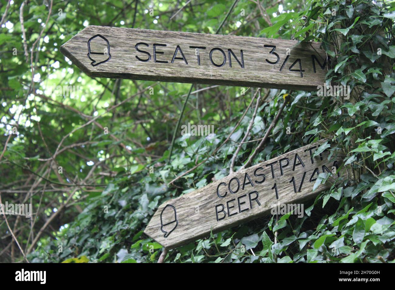 Seaton coast path sign. The England south west coast path. Beer. South ...