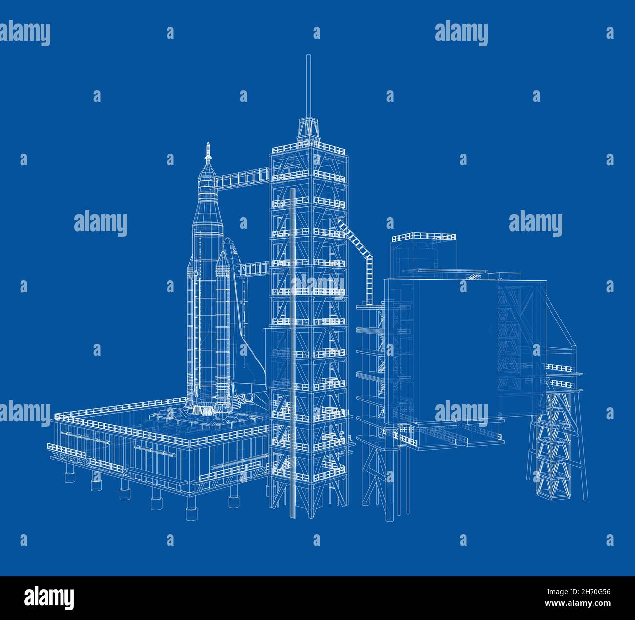 Space Rocket on launch pad. Vector Stock Vector Image & Art - Alamy