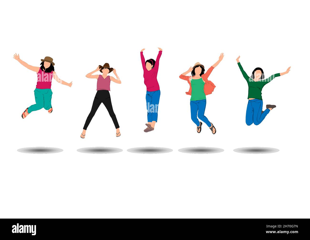graphics image character woman jump vector illustration Stock Vector ...