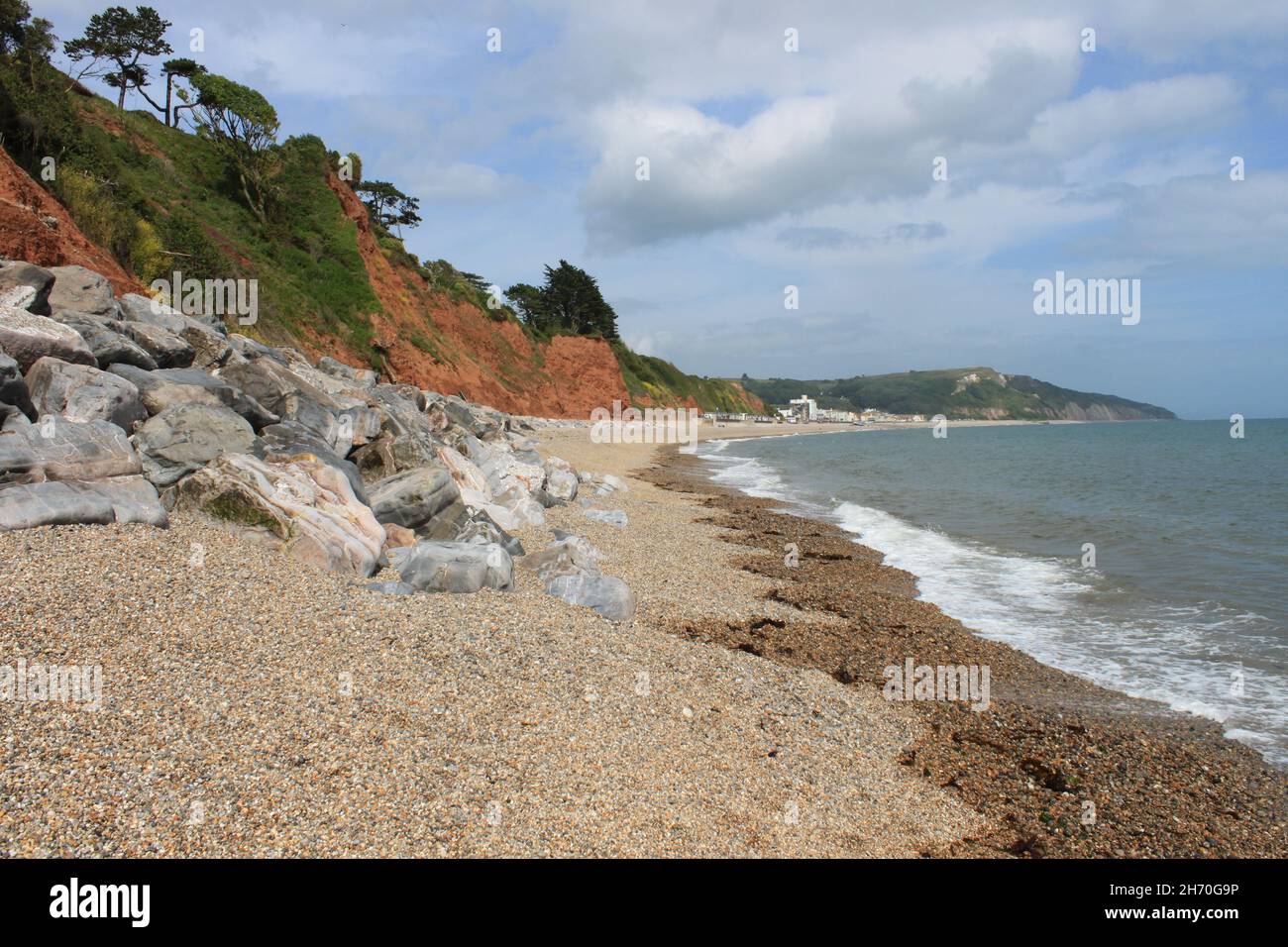 Red cliffs. The England south west coast path. Seaton. South Devon ...
