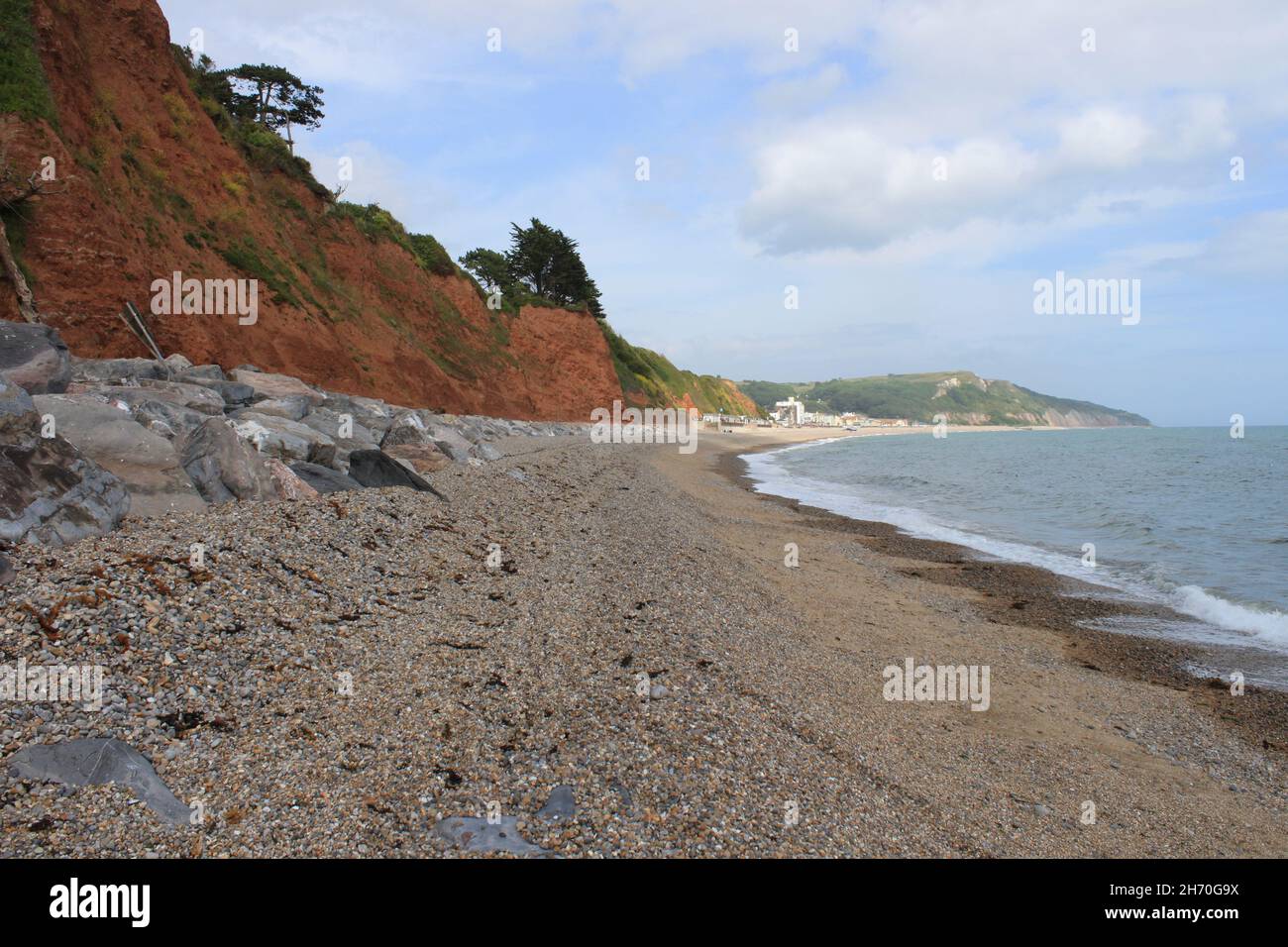 Red cliffs. The England south west coast path. Seaton. South Devon ...