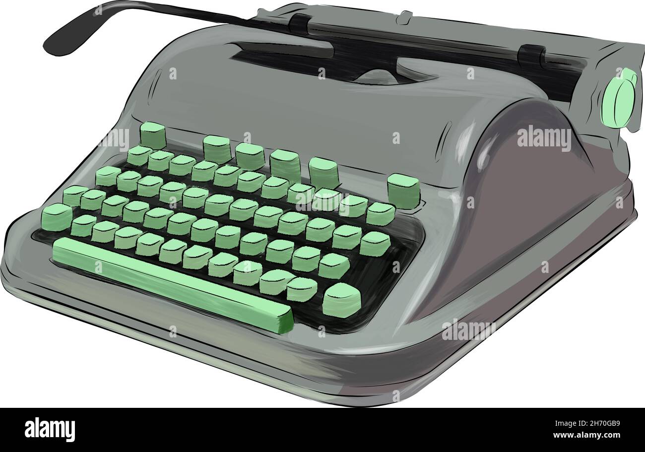 Portable typewriter from multicolored paints. Splash of watercolor ...