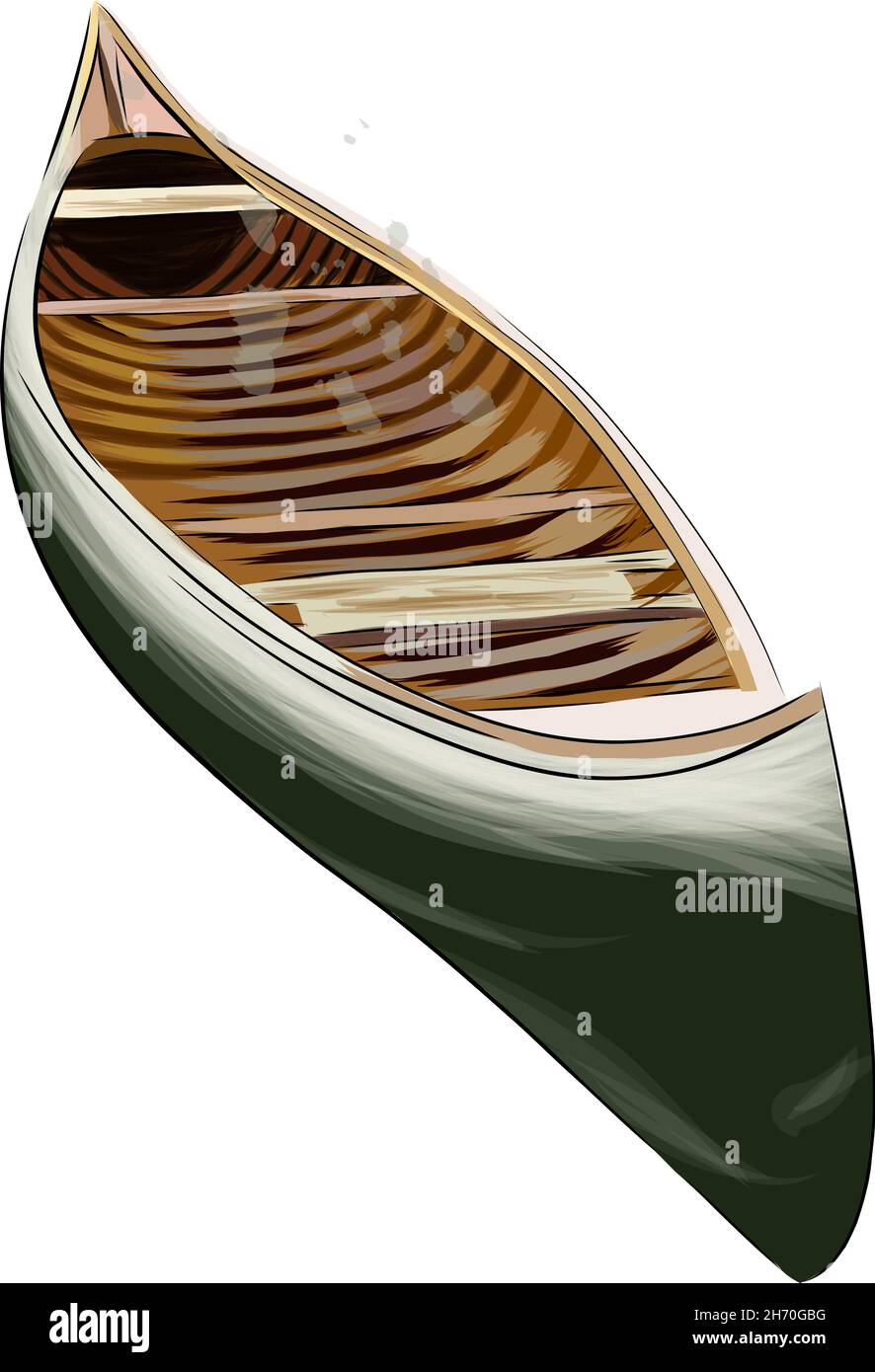Canoe from multicolored paints. Splash of watercolor, colored drawing ...