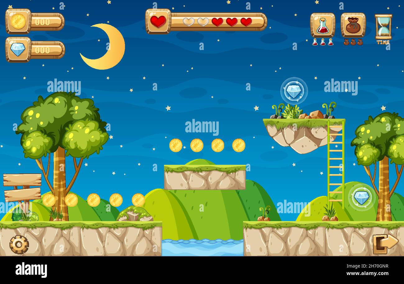 Game Template Forest Scene illustration Stock Vector Image & Art - Alamy