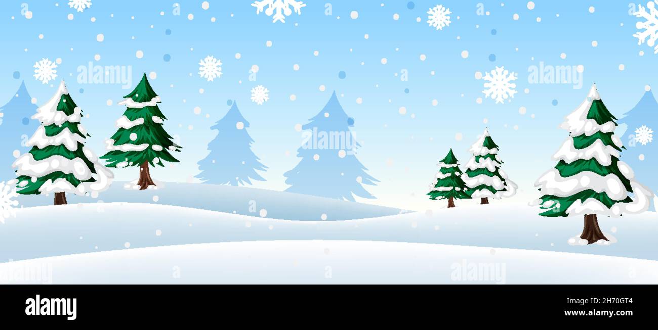 Snow falling background with pine tree illustration Stock Vector Image ...