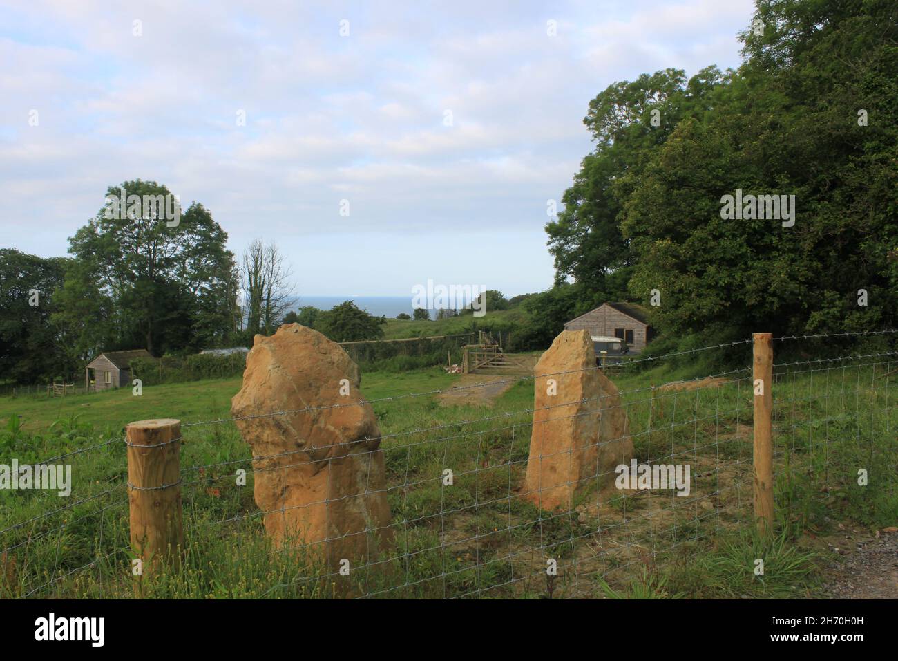 Ware cliffs standing stones. The England south west coast path. South ...