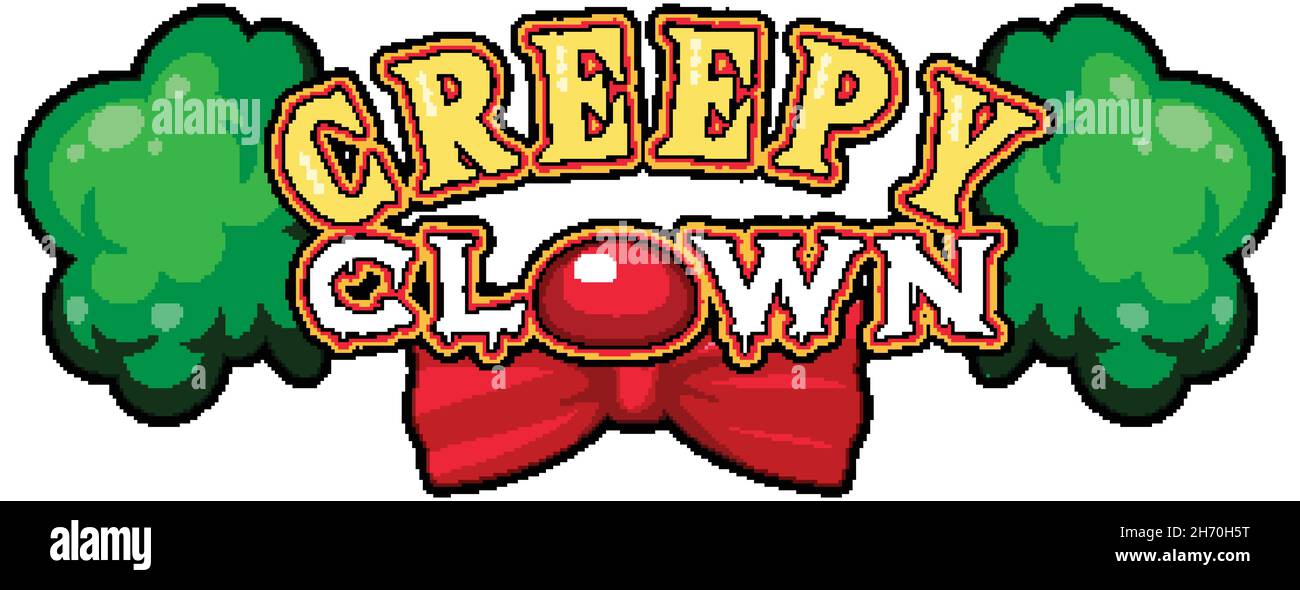 Creepy Clown word logo with clown wig and bow illustration Stock Vector ...