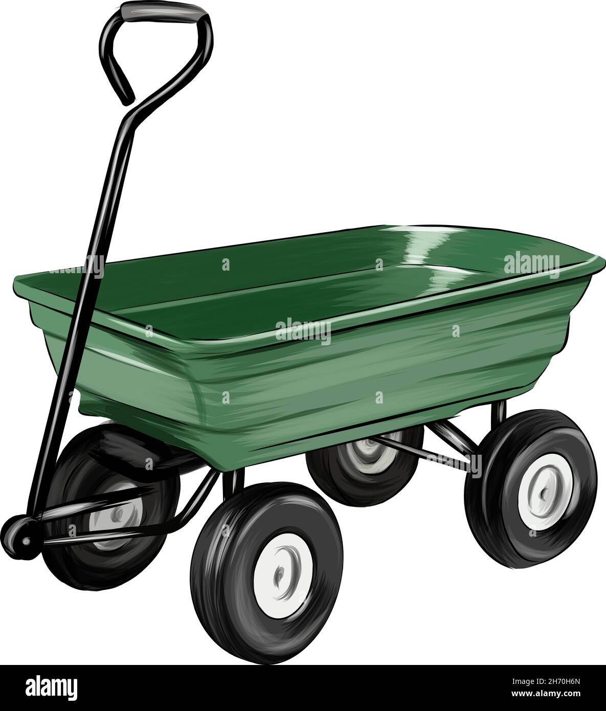 Garden trolley from multicolored paints. Splash of watercolor, colored ...