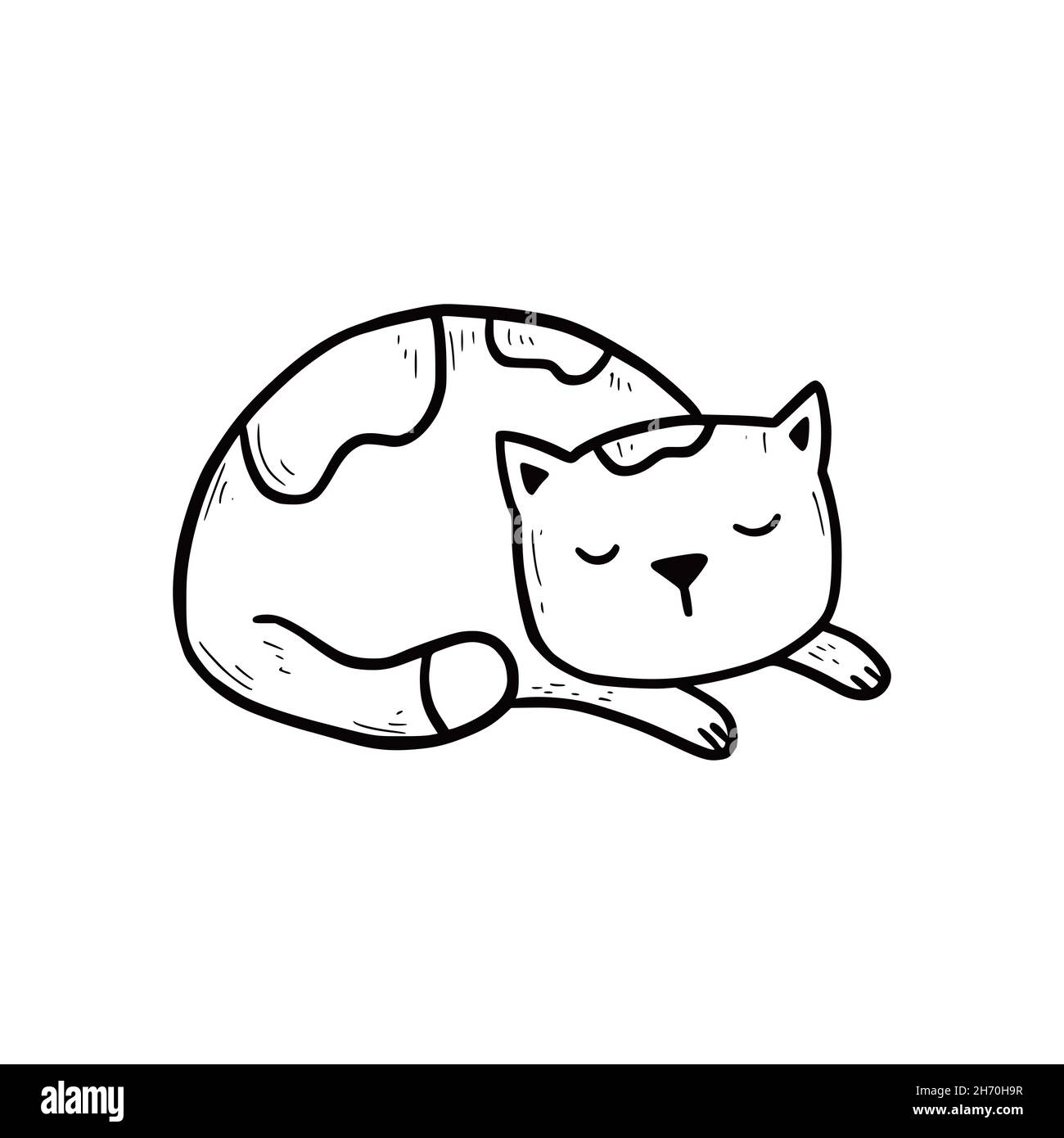 Cute Sleeping Cat Drawing