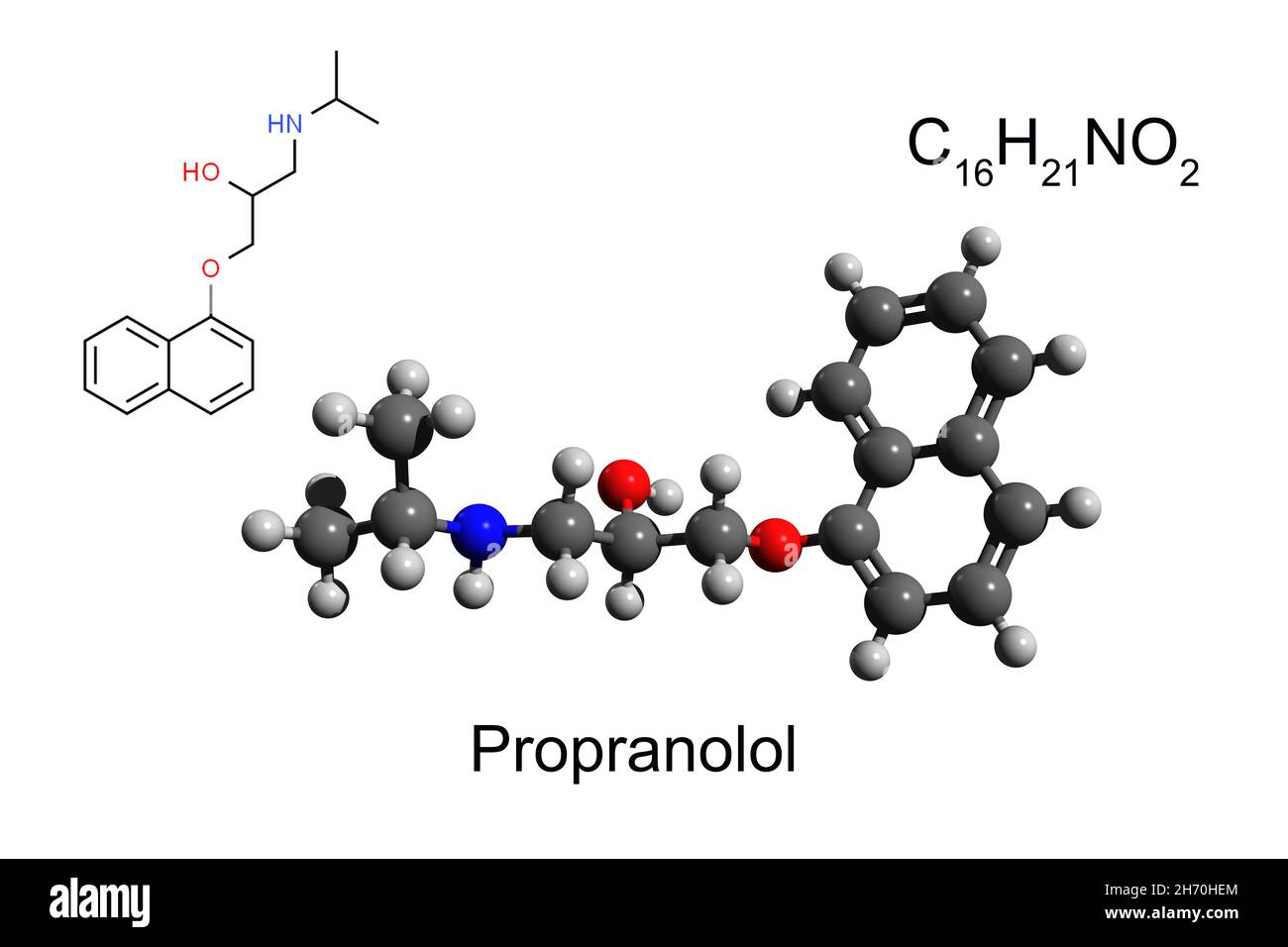 Chemical formula, structural formula and 3D ball-and-stick model of ...