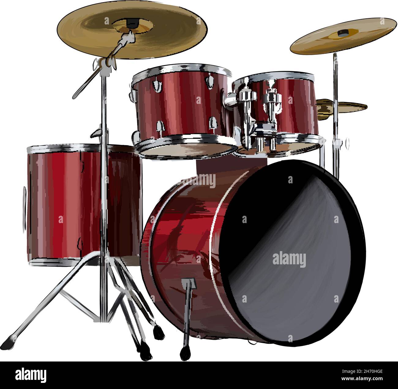 Drum kit from multicolored paints. Splash of watercolor, colored ...