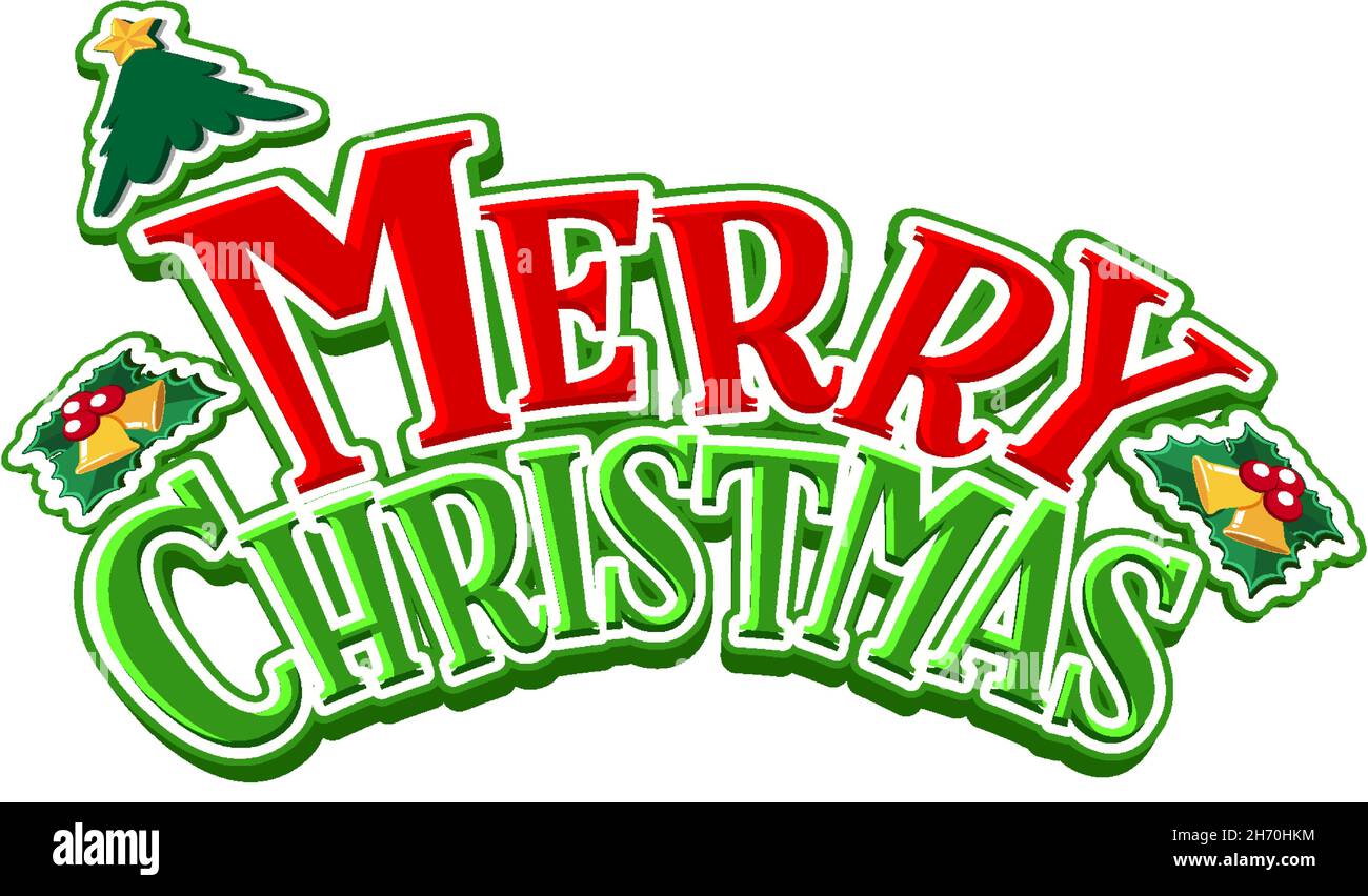 Merry Christmas text design on white background illustration Stock ...