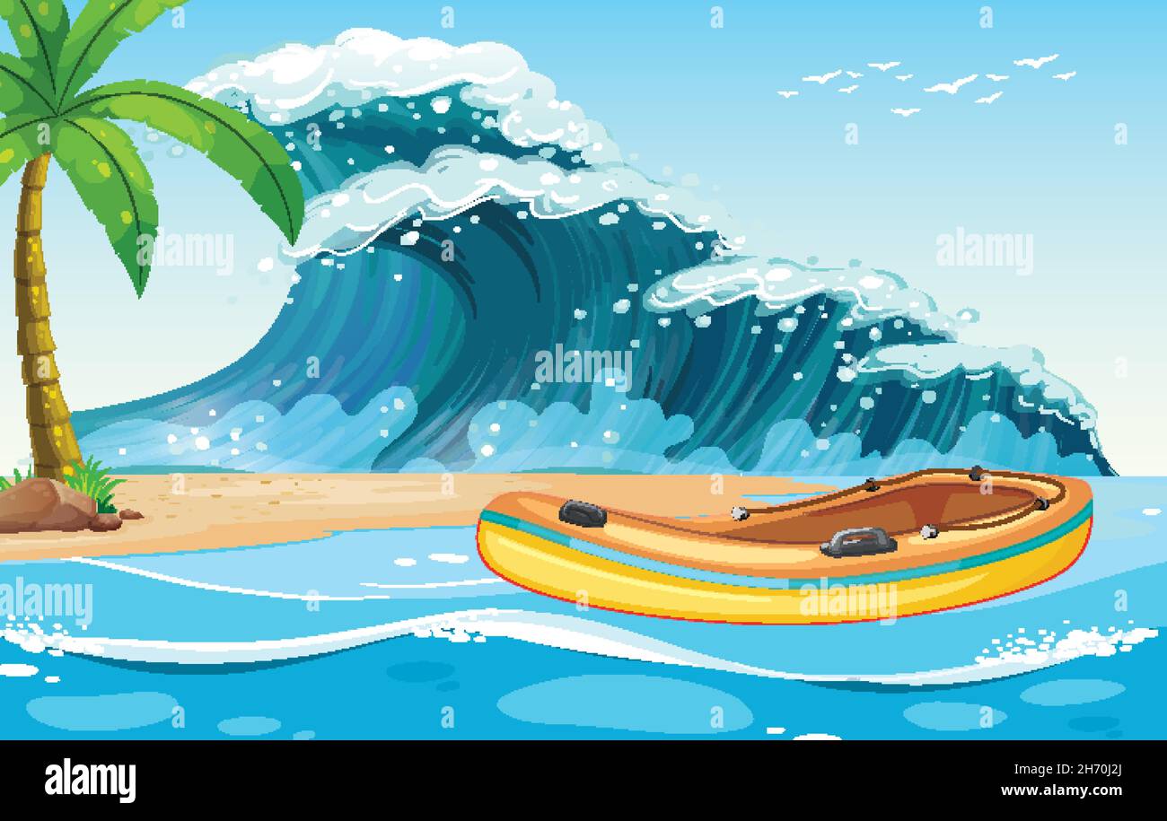 Inflatable boat at the beach illustration Stock Vector Image & Art - Alamy