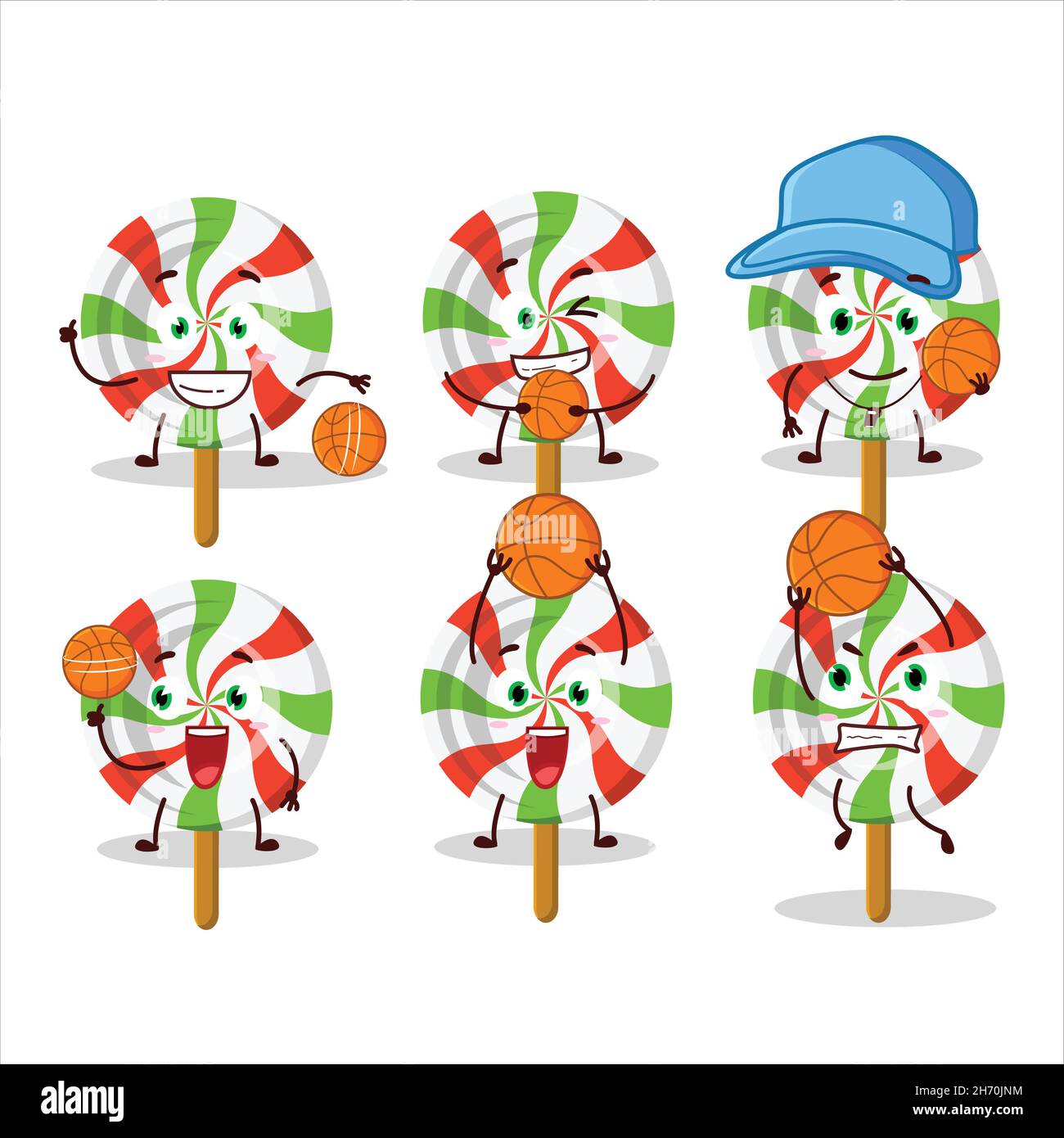 Talented Twirl Candy Cartoon Character As A Basketball Athlete Vector