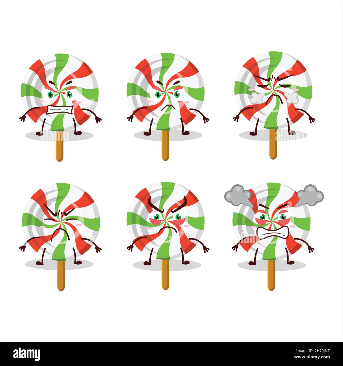Twirl candy cartoon character with various angry expressions. Vector ...