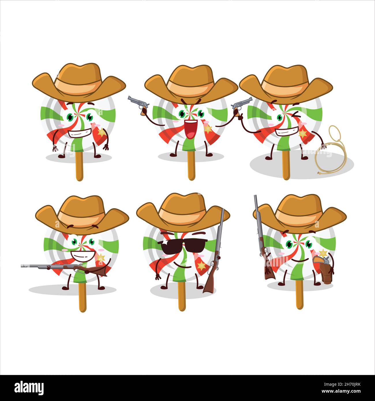 Cool cowboy twirl candy cartoon character with a cute hat. Vector ...