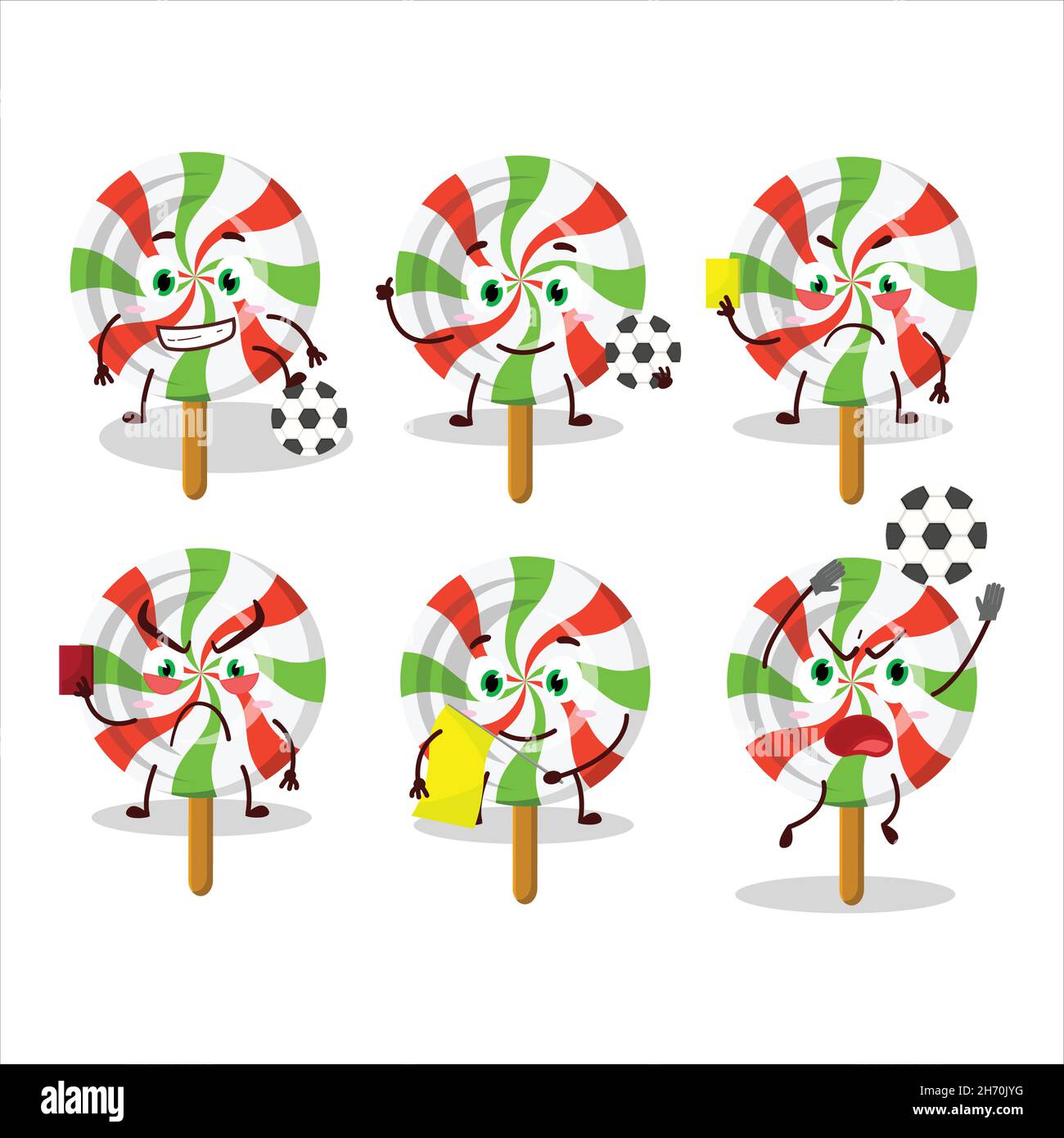 Twirl candy cartoon character working as a Football referee Stock ...