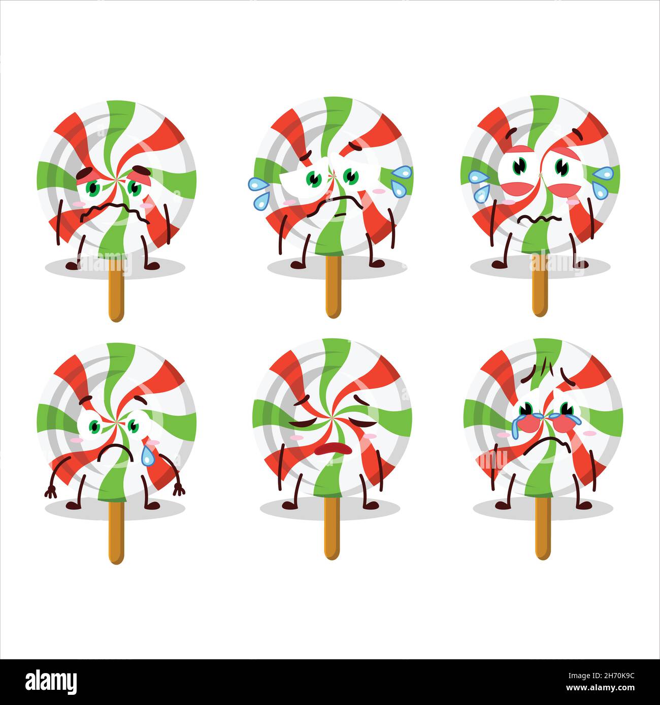Twirl candy cartoon character with sad expression Stock Vector Image ...
