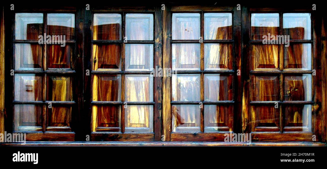Old wooden windows of a house Stock Photo - Alamy
