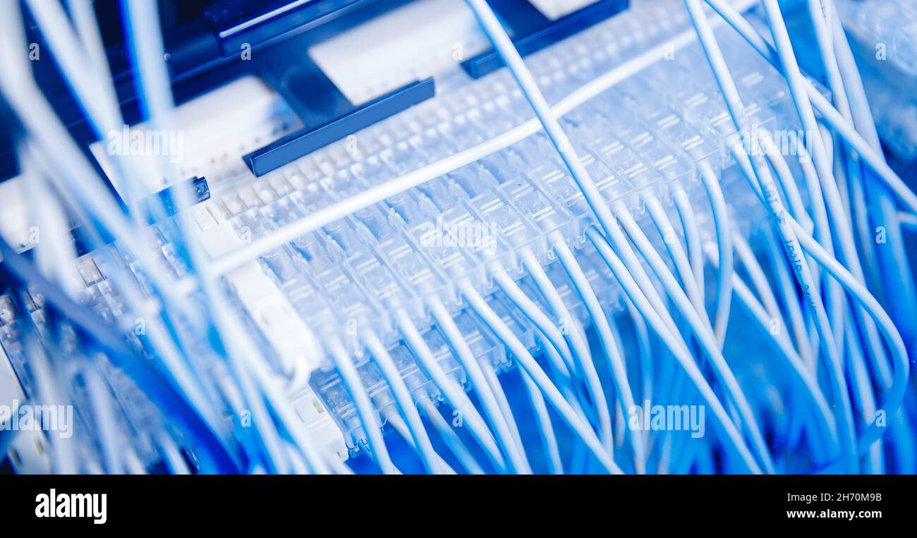 Banner internet data center background. optical Ethernet cable on ...