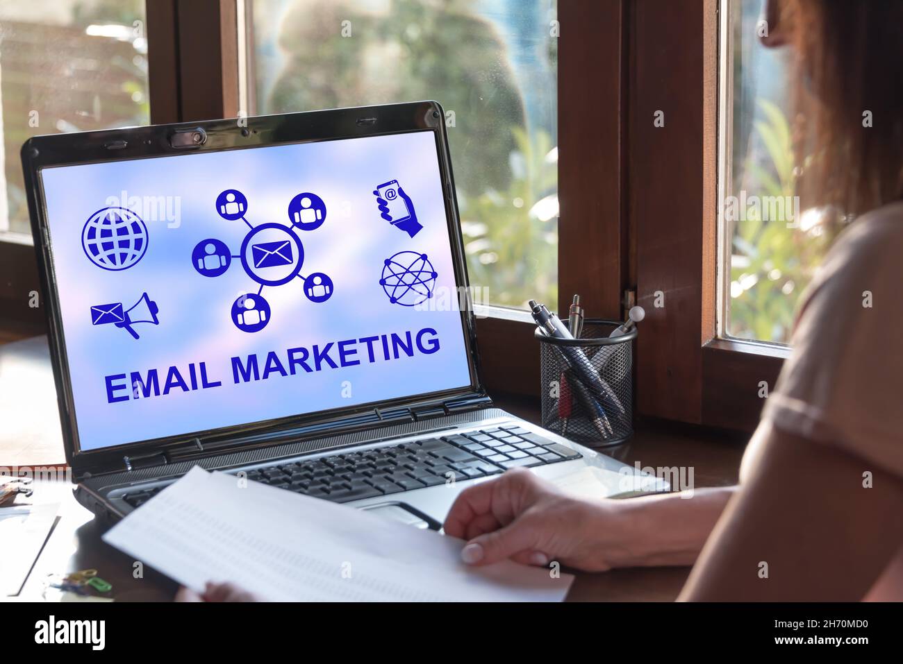 Laptop screen displaying an email marketing concept Stock Photo - Alamy
