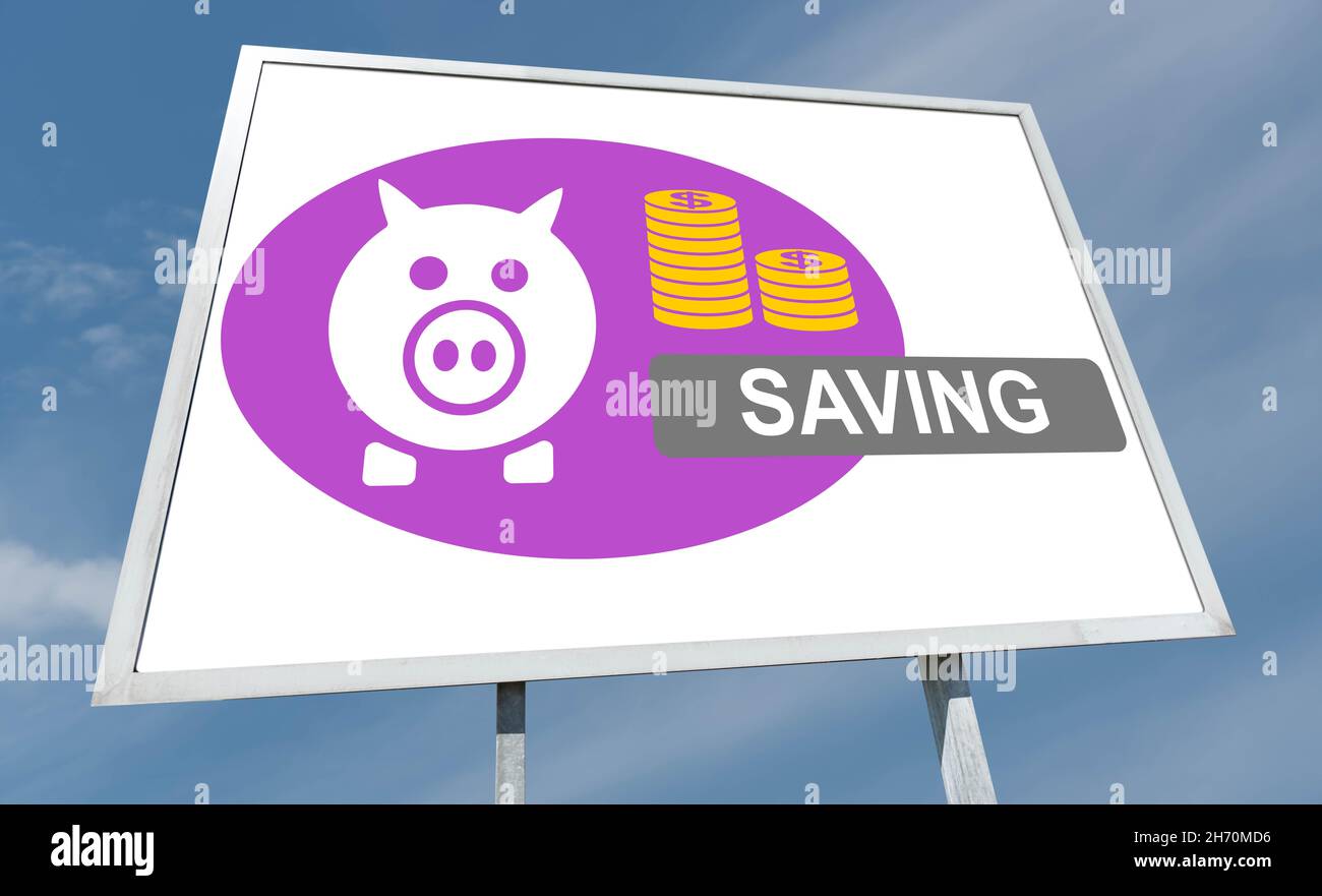 Saving concept drawn on a billboard Stock Photo - Alamy