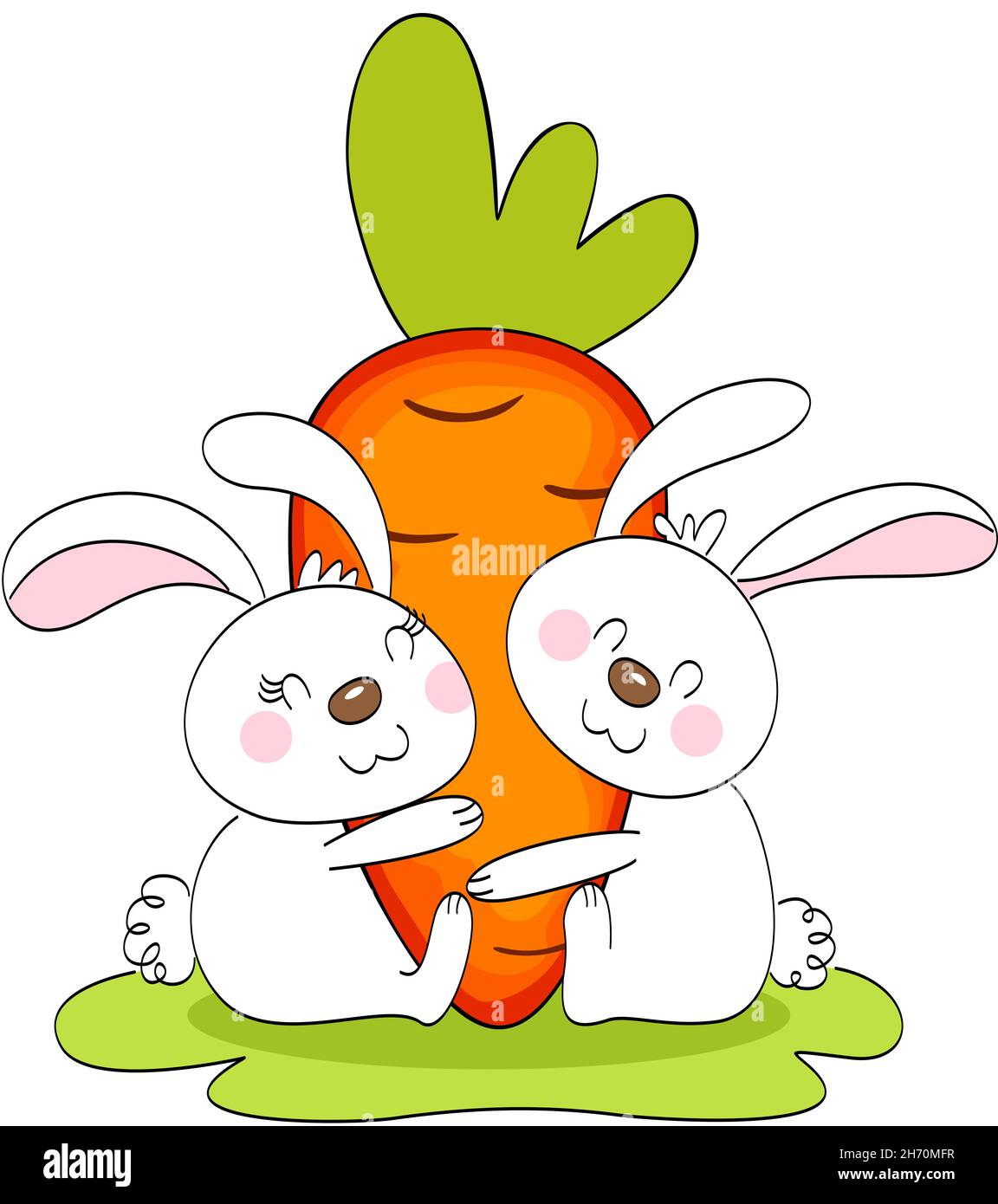 Rabbit carrot cartoon illustration Cut Out Stock Images & Pictures - Alamy