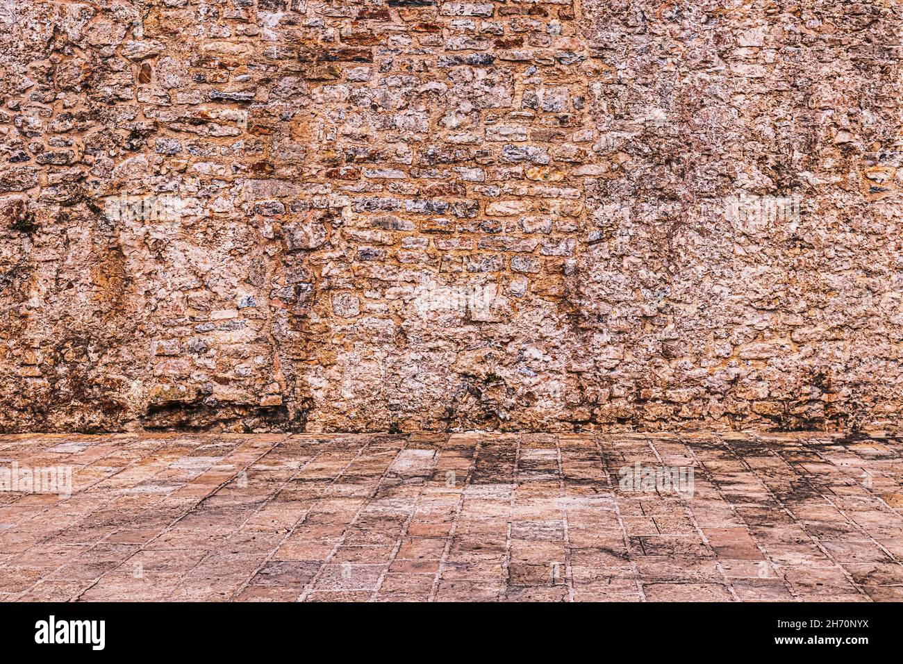 Texture of old antique stone wall and pavement Stock Photo - Alamy