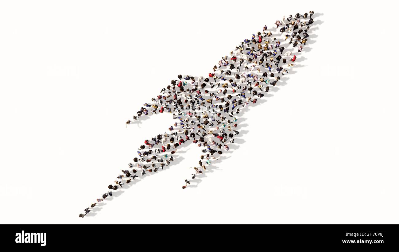 Concept conceptual large community of people forming the sign of a ...