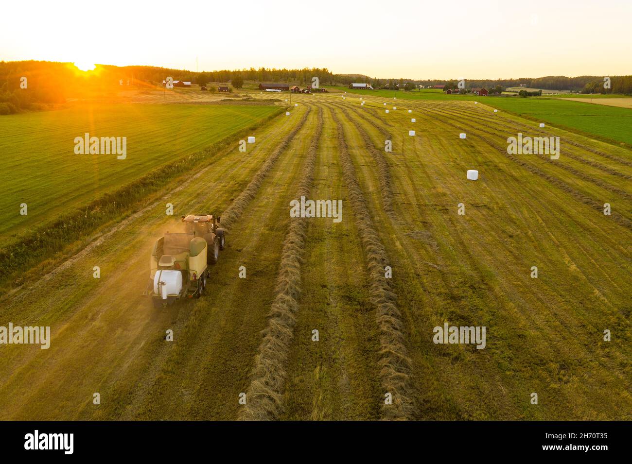 Farm landscape baler drone hi-res stock photography and images - Alamy
