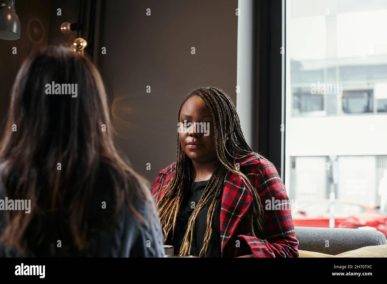 Coworkers talking during break Stock Photo - Alamy